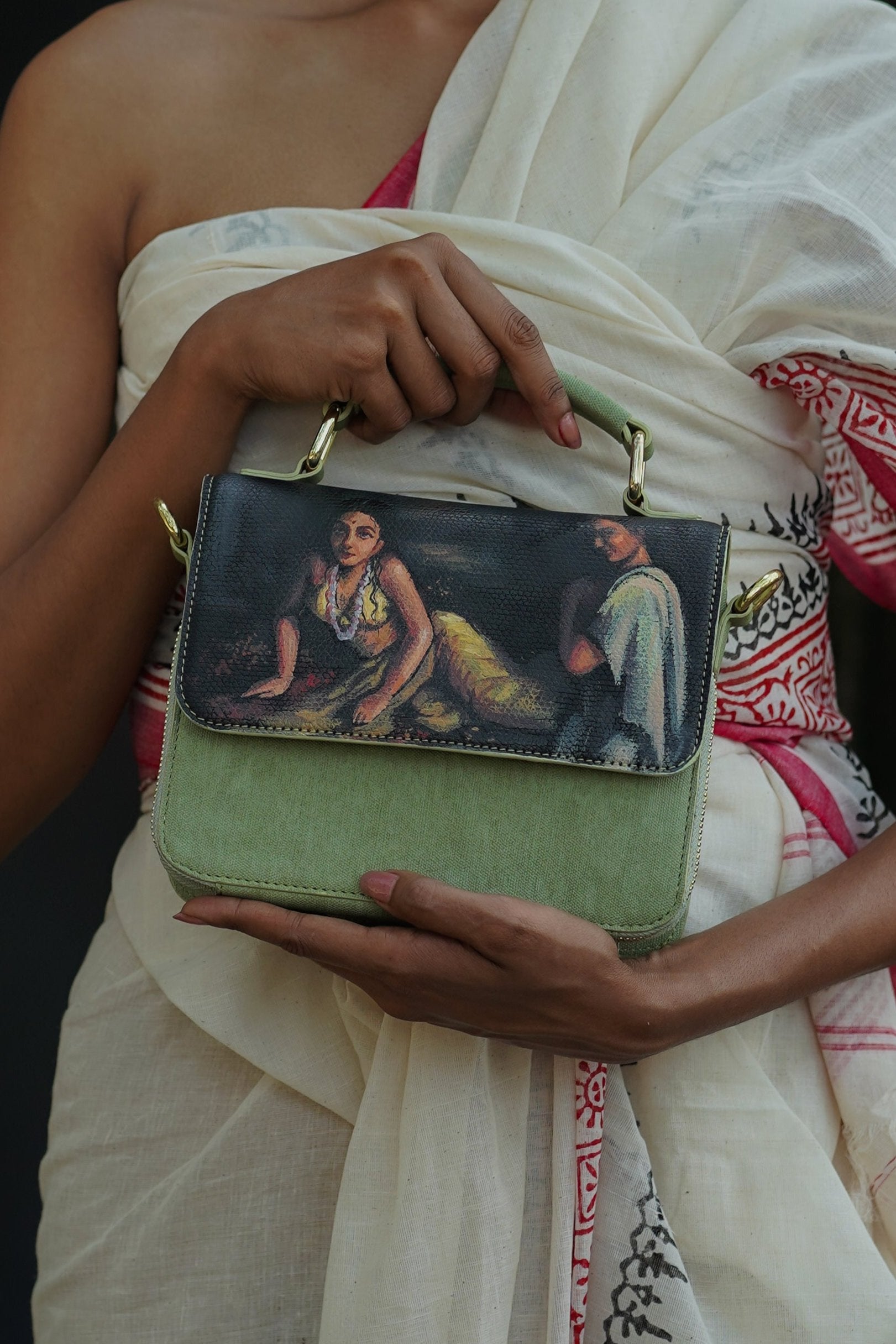 रसा Mandakini Satchel Bag (HAND-PAINTED) | Baglo